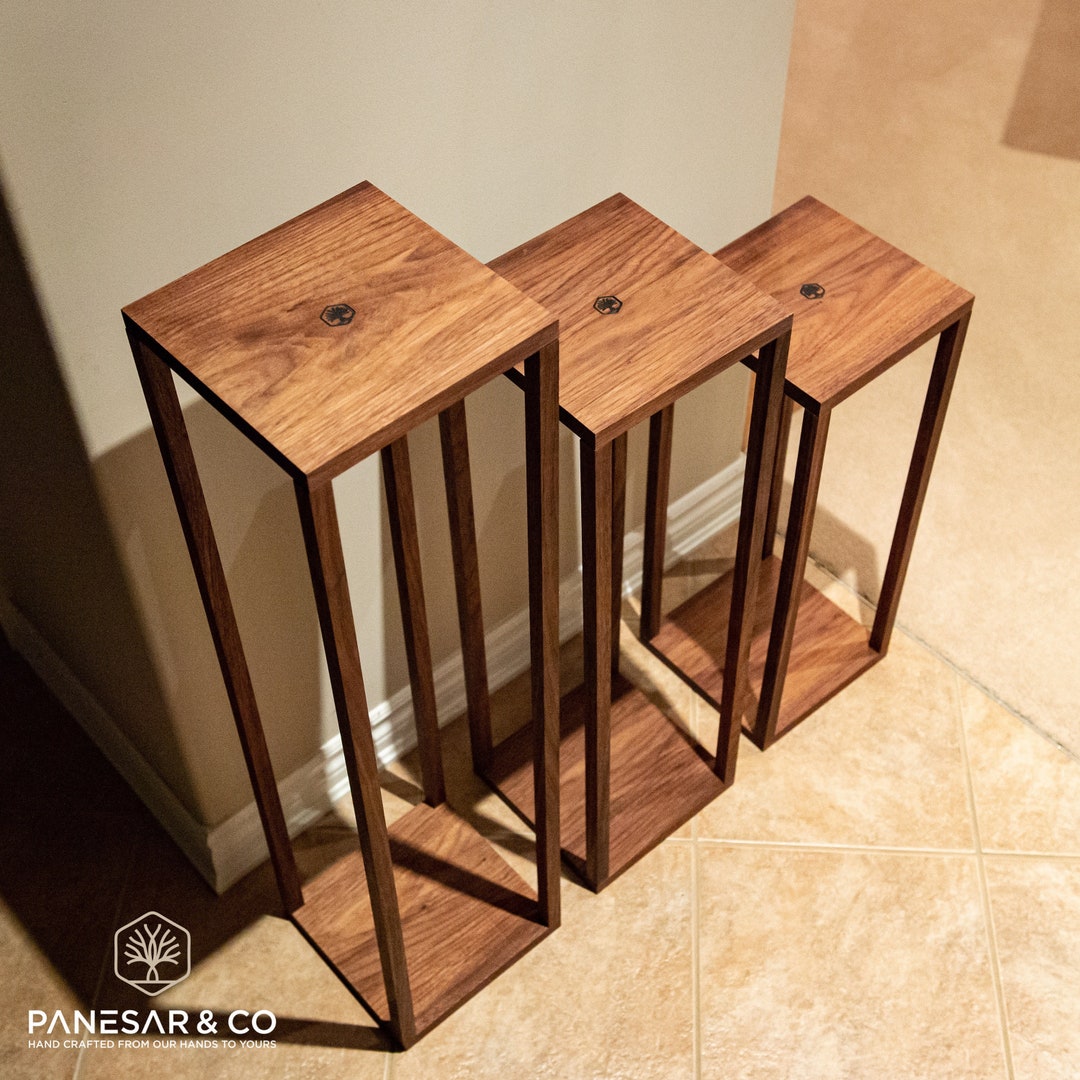 Solid Walnut Modern Rectangle Stand | Geometric Vase | Tall Stand ...