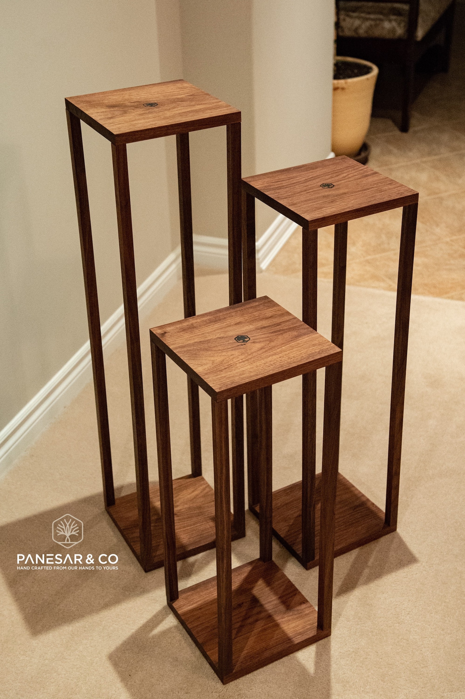 Solid Walnut Modern Rectangle Stand Geometric Vase Tall - Etsy