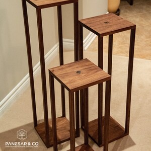 Solid Walnut Modern Rectangle Stand | Geometric Vase | Tall Stand ...