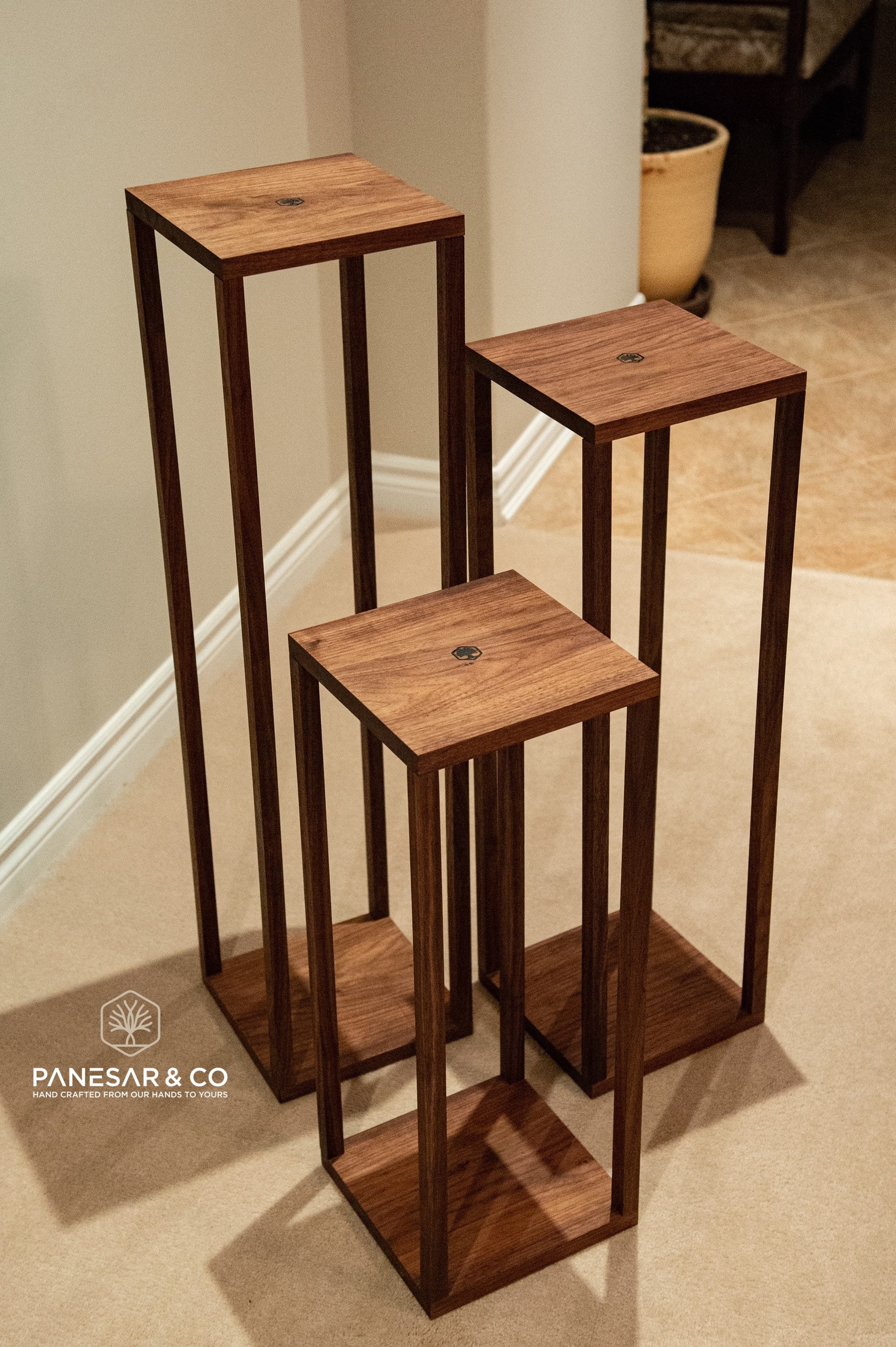 Solid Walnut Modern Rectangle Stand Geometric Vase Tall - Etsy