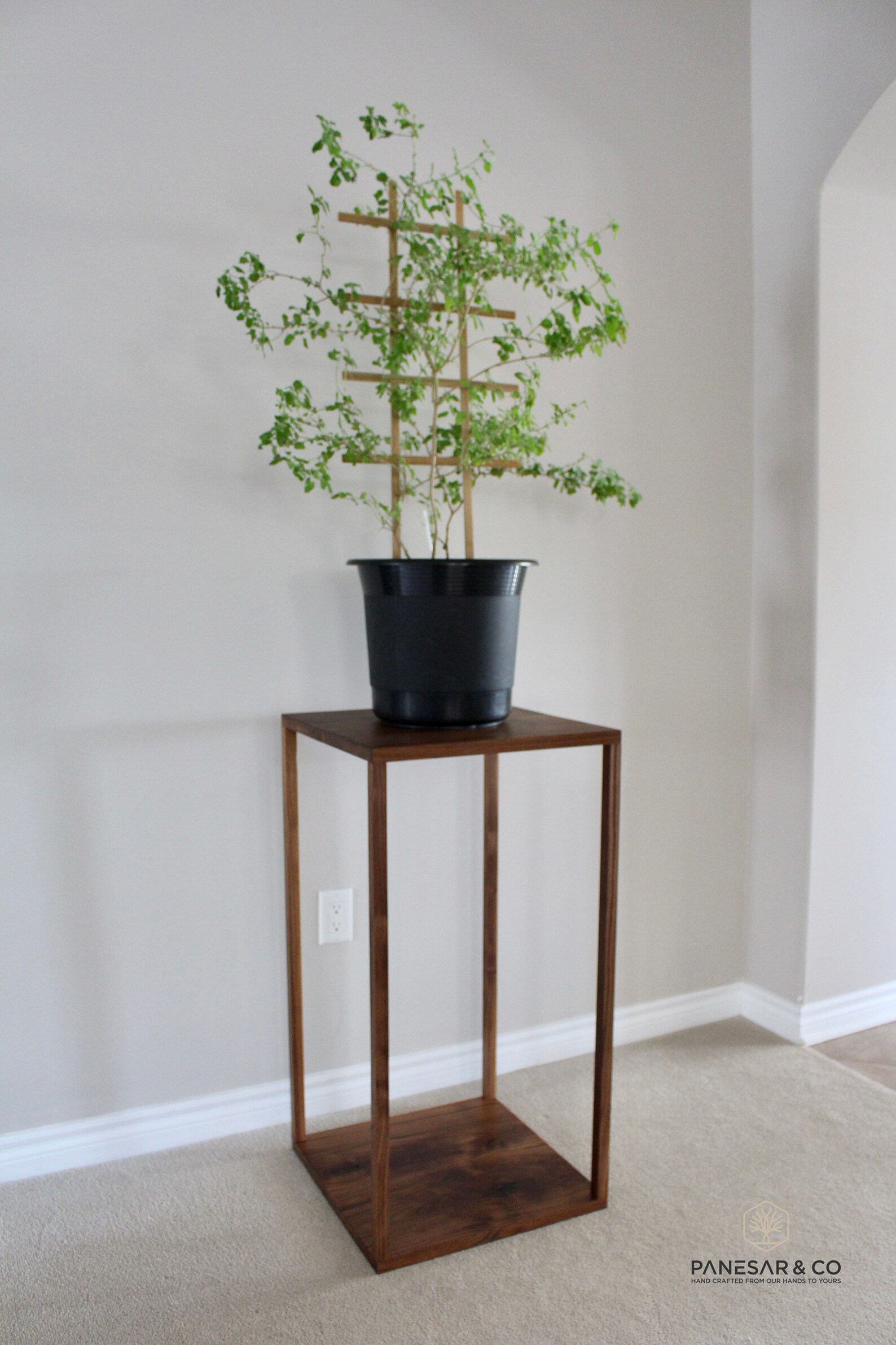 Large Solid Walnut Rectangle Stand Geometric Vase Tall - Etsy