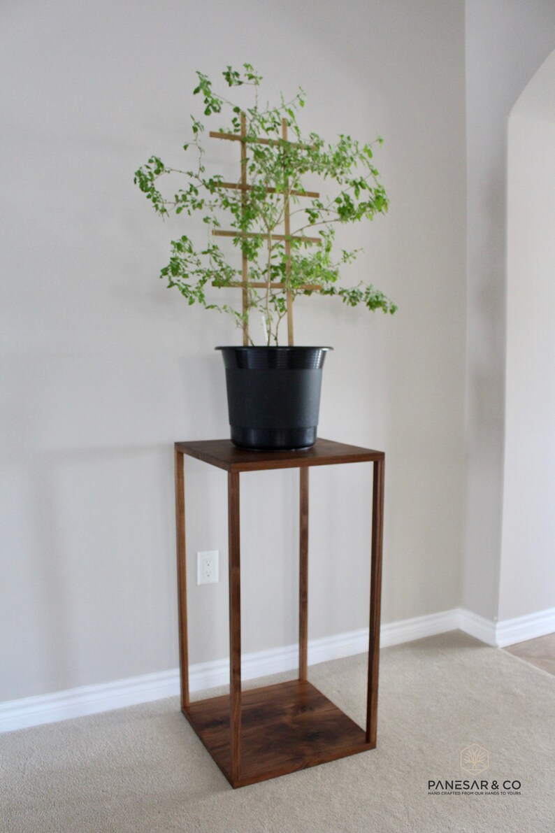 Large Solid Walnut Rectangle Stand Geometric Vase Tall - Etsy