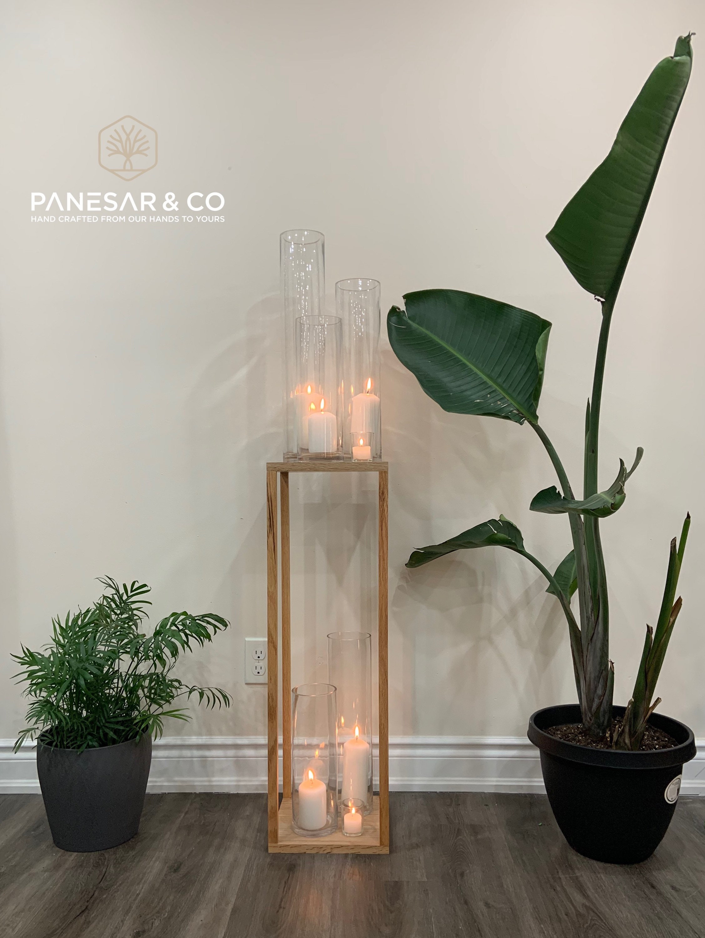 Red Oak Modern Rectangle Stand Geometric Vase Tall Stand - Etsy