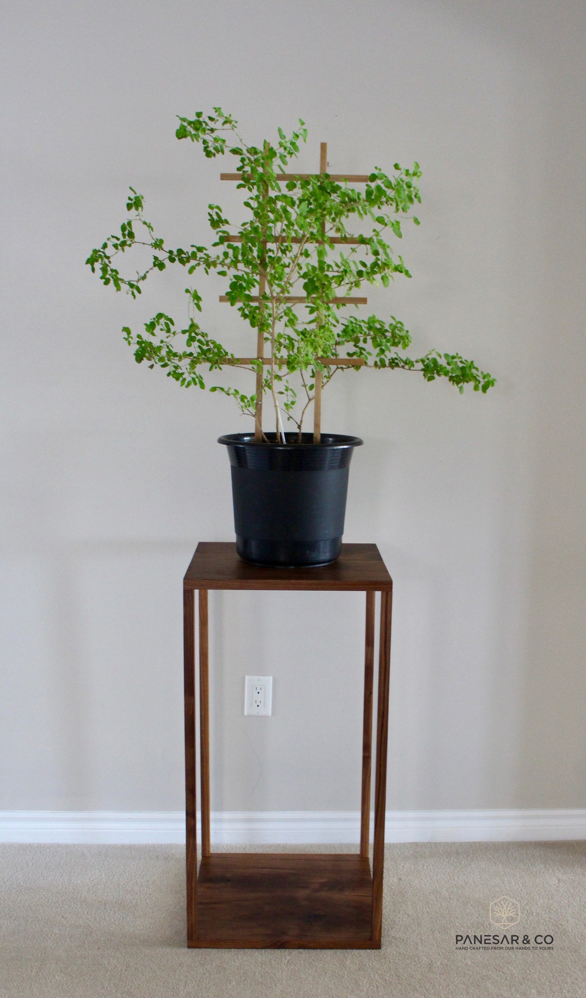 Large Solid Walnut Rectangle Stand Geometric Vase Tall | Etsy