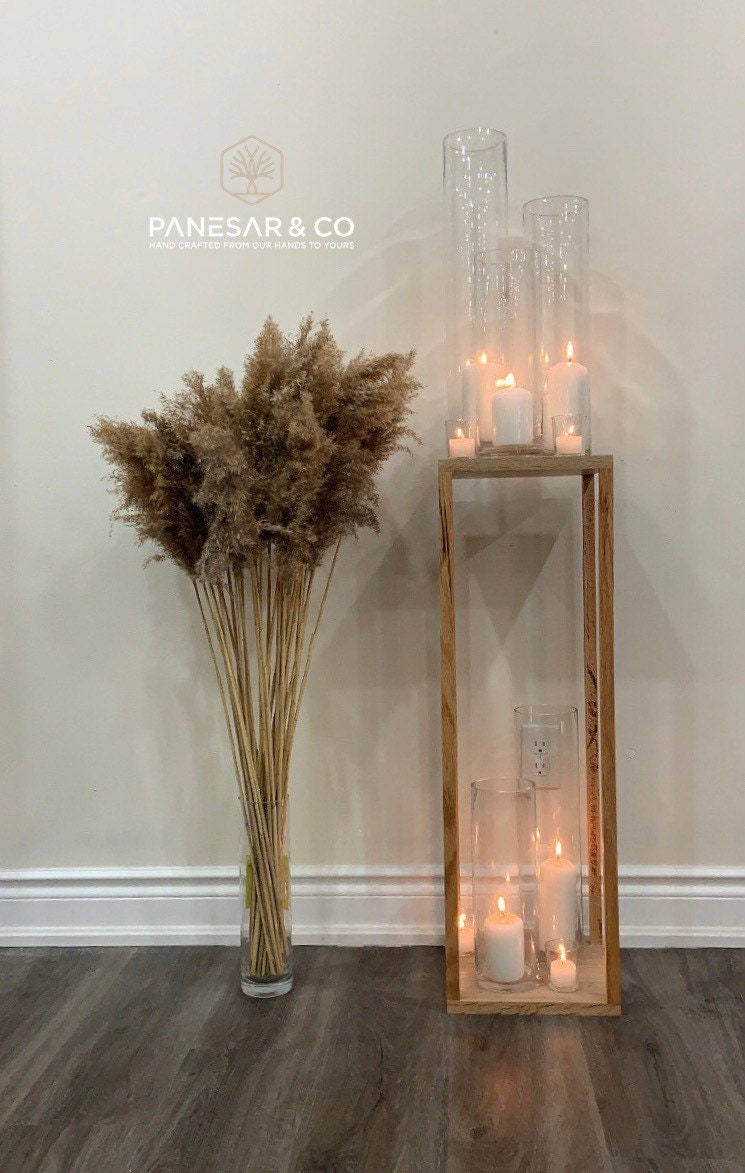 Red Oak Modern Rectangle Stand Geometric Vase Tall Stand - Etsy