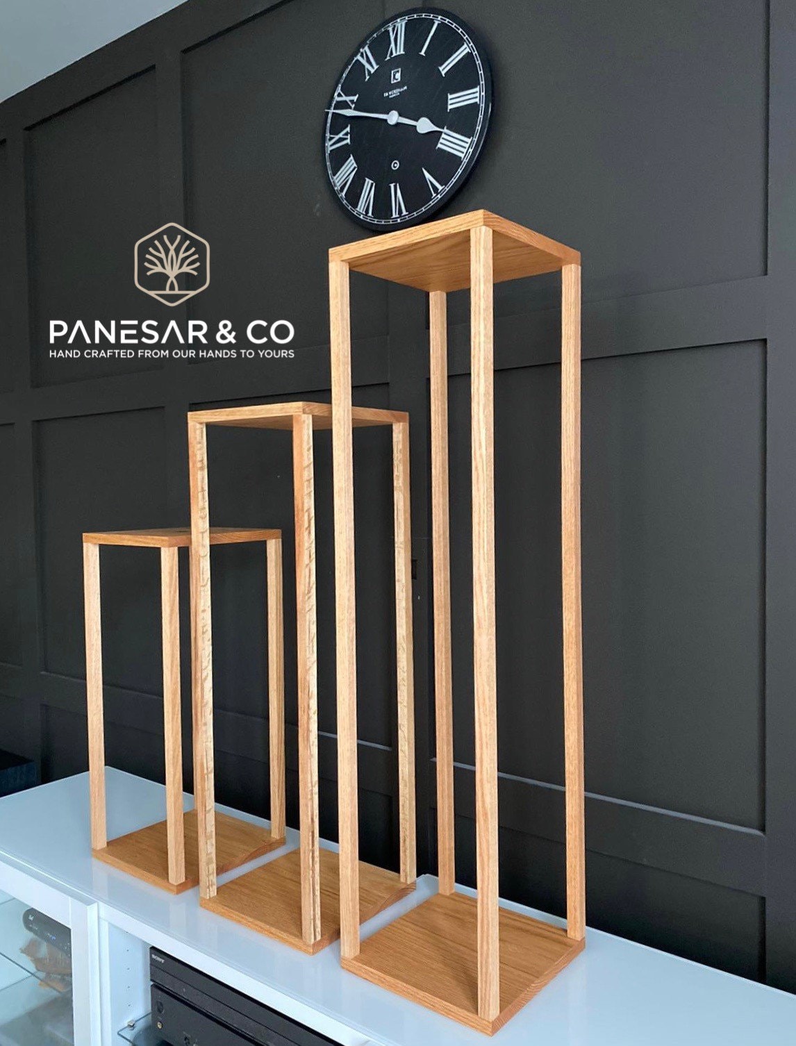 Red Oak Modern Rectangle Stand Geometric Vase Tall Stand - Etsy