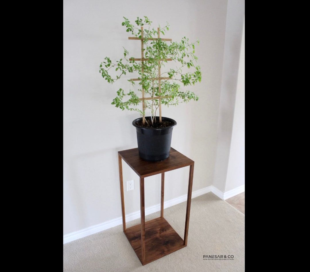 Large Solid Walnut Rectangle Stand | Geometric Vase | Tall Stand | Four ...