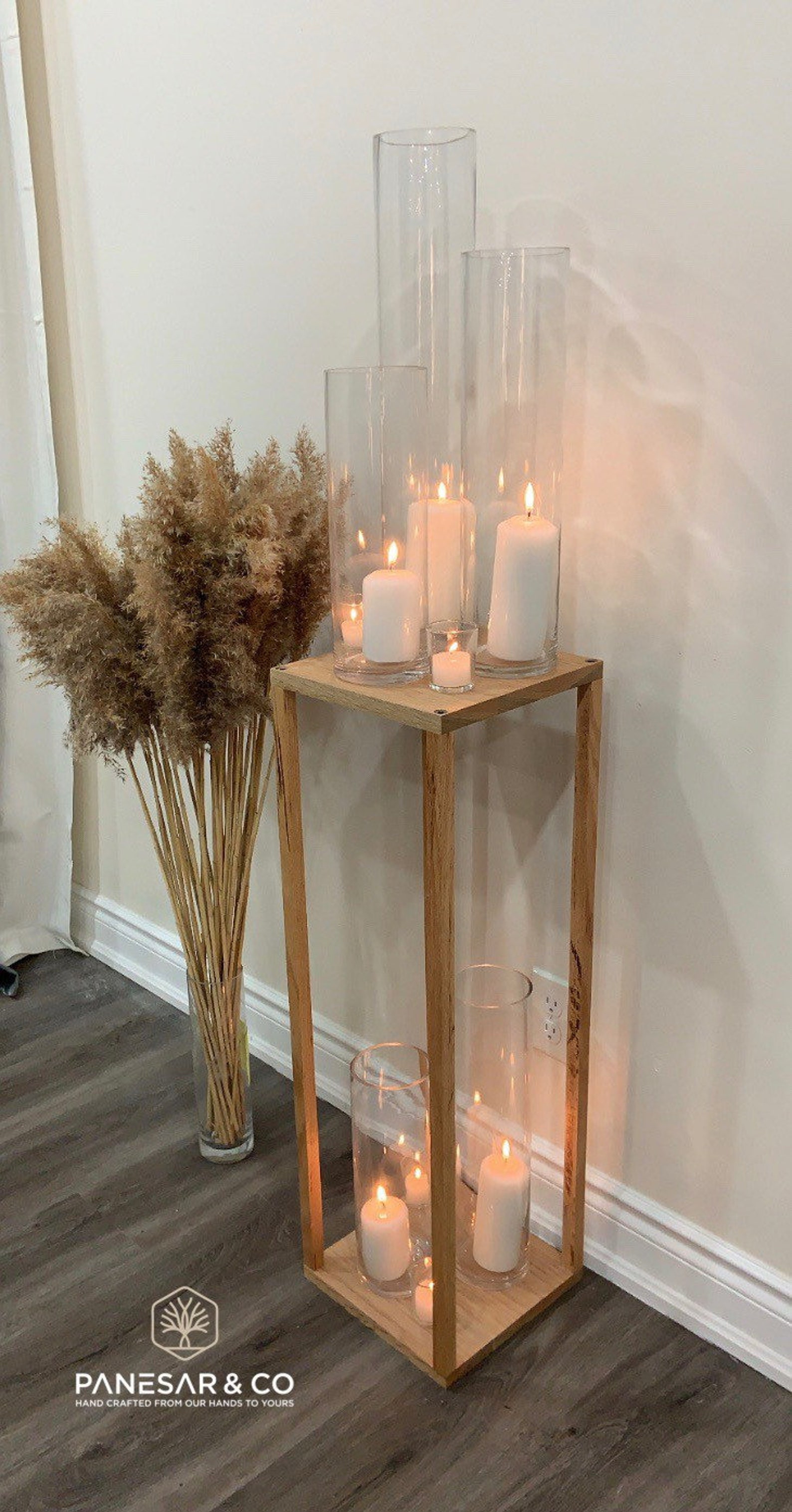 Red Oak Modern Rectangle Stand Geometric Vase Tall Stand - Etsy