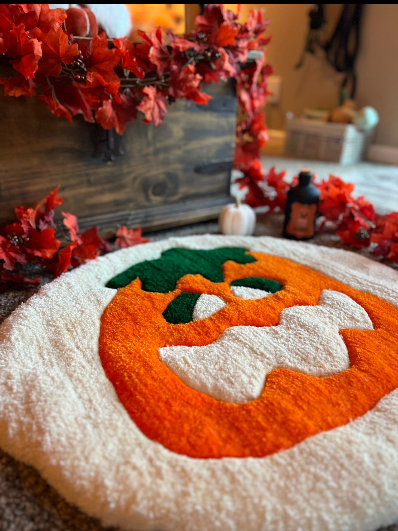 Pumpkin Cookie Rug, Halloween Home Decor, Tufted Halloween Rug, Pumpkin ...