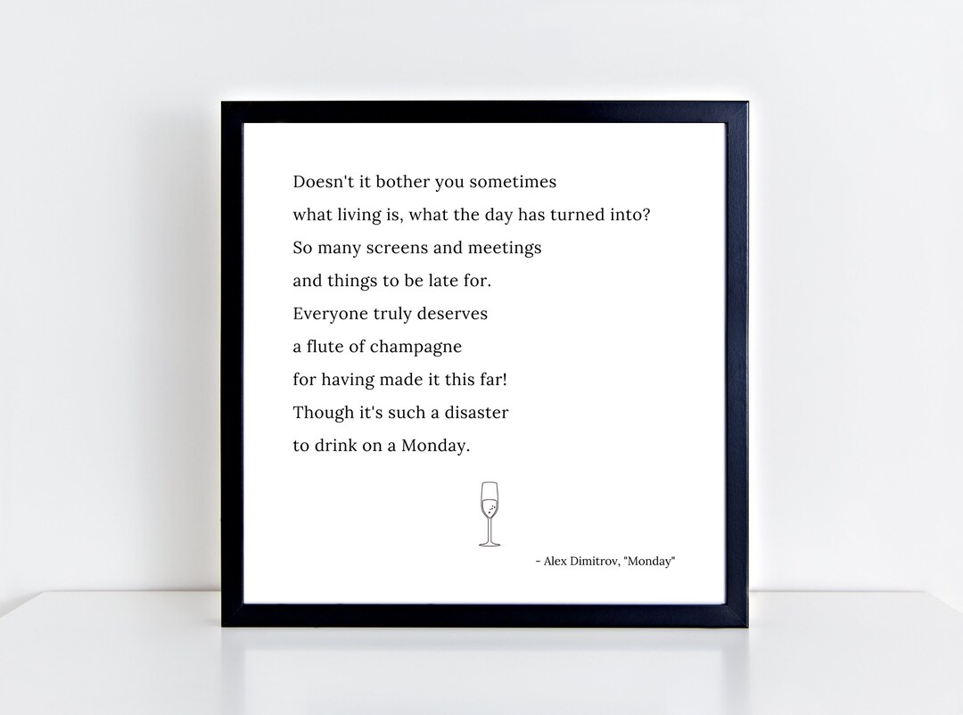 Funny Poem Wall Art Printable - Poems About Mondays- Sayings About ...