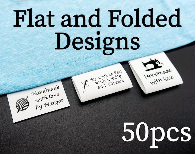 50pcs Fabric Clothing Labels for Handmade Items Personalized Fold-over ...