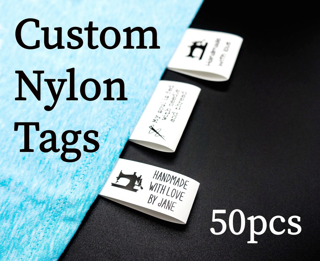 50 Folded Nylon Labels for Clothing | Custom Logo Wash Care Fold Over ...