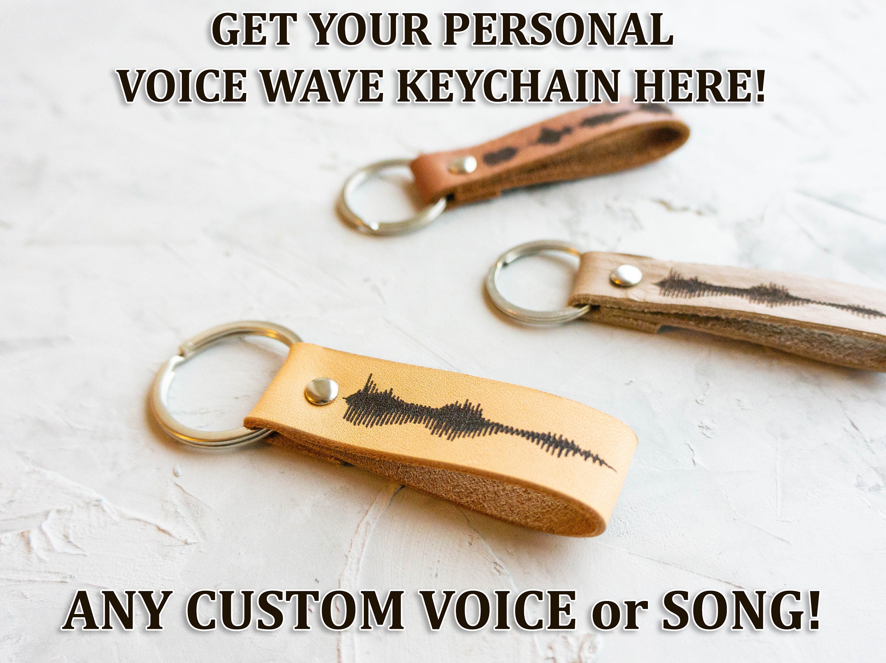 Soundwave Leather Keychain Personalized Sound Wave Keyring - Etsy
