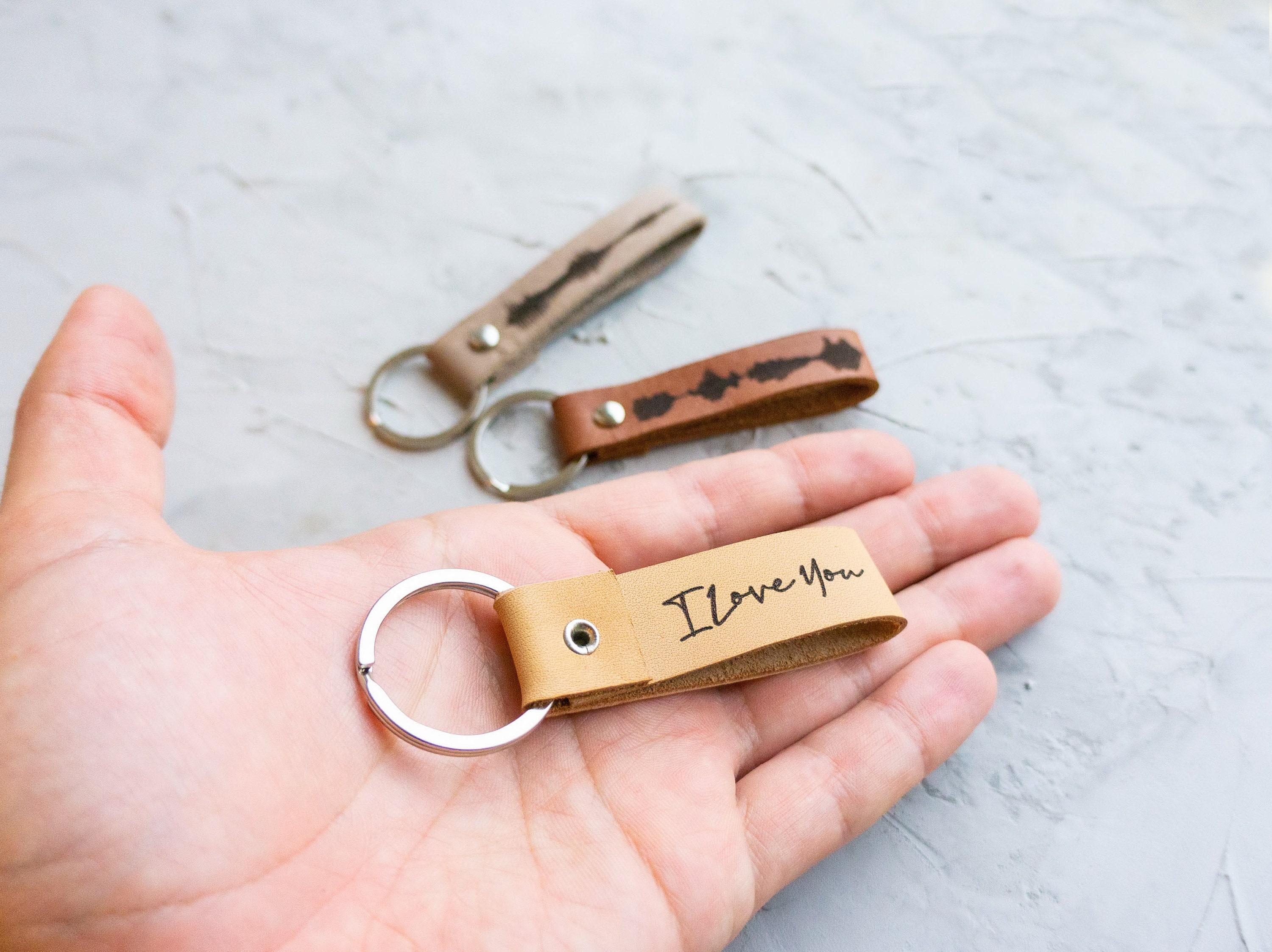 Soundwave Leather Keychain Personalized Sound Wave Keyring - Etsy
