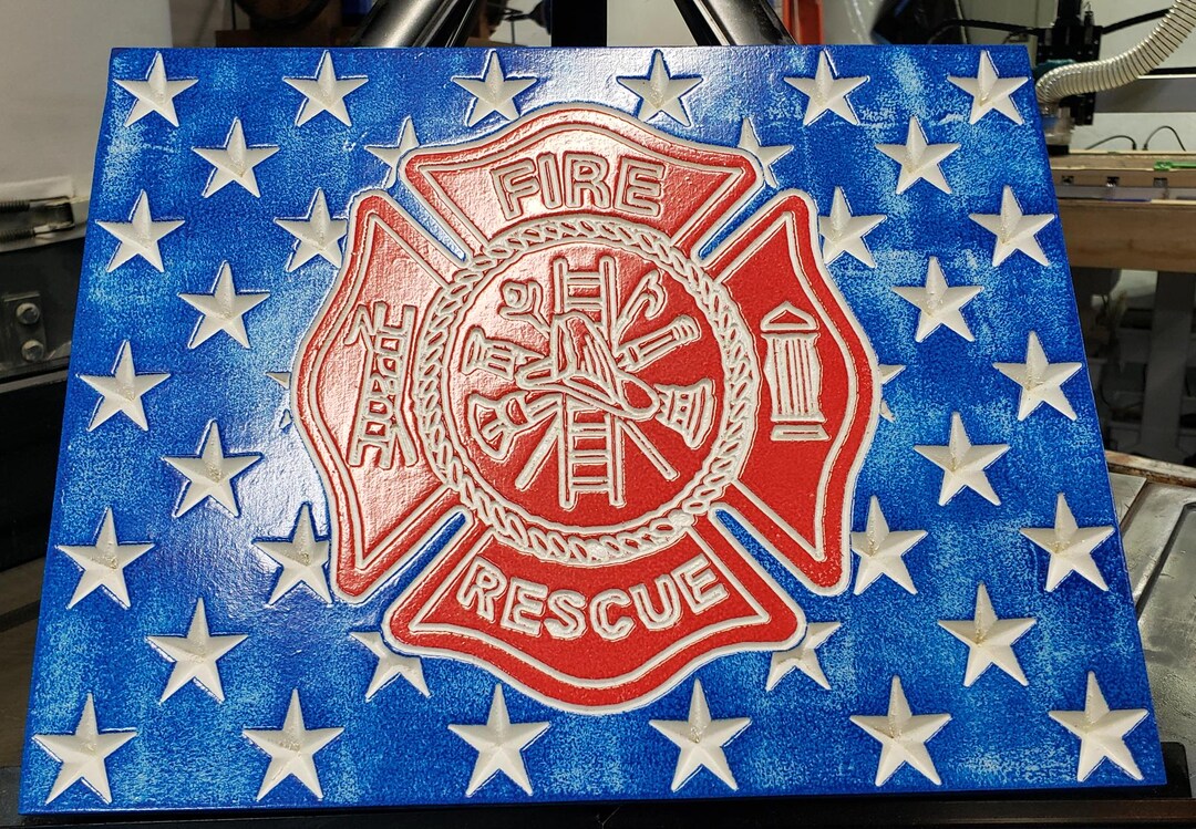 Wooden Fire Rescue Shield Flag Union Plaque With Stars - Etsy