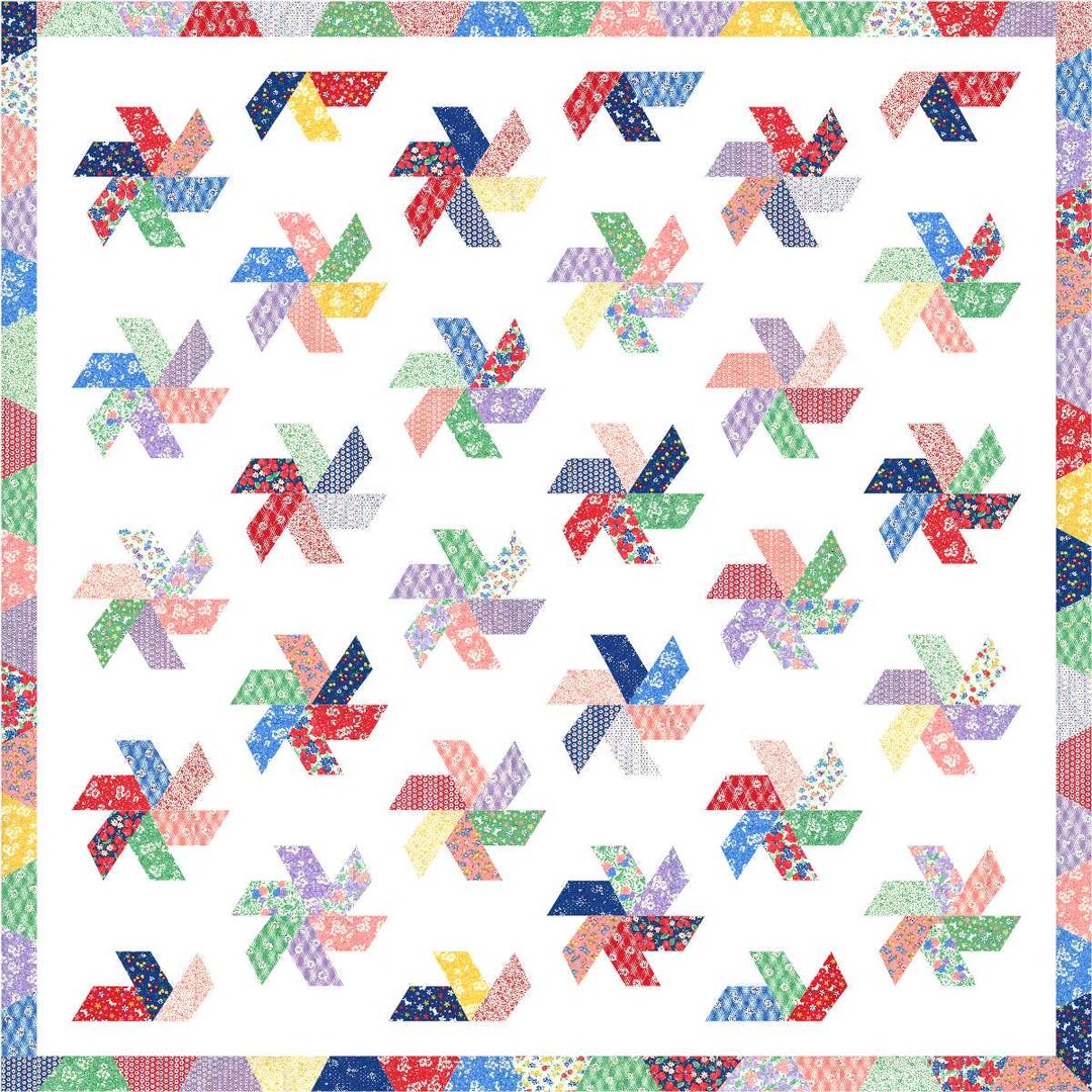 HEXAGON SPINNERS Jelly Roll Quilt KIT 30's Reproduction Pastry Shop ...