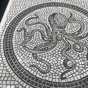 Pompeii Octopus Mosaic Tile: Laser Engraved Ceramic Coaster - Etsy