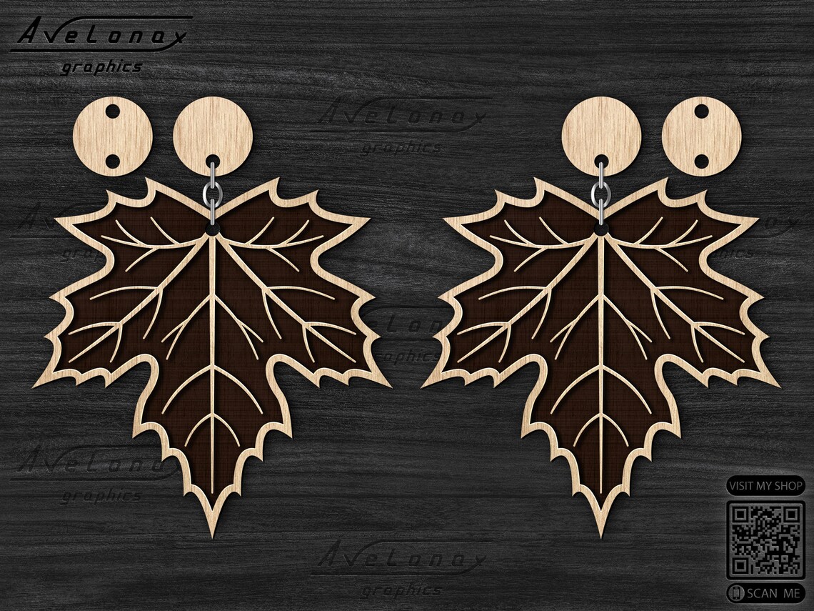 Scandinavian Earrings Cut File Maple Leaf Dangle Earring Svg - Etsy
