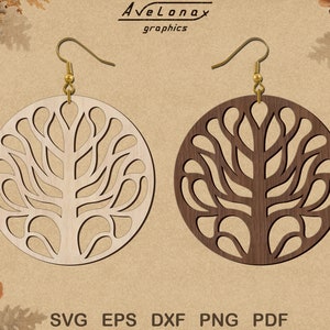 Abstract Tree Earrings Svg Tree of Life Leather Earring Cut - Etsy