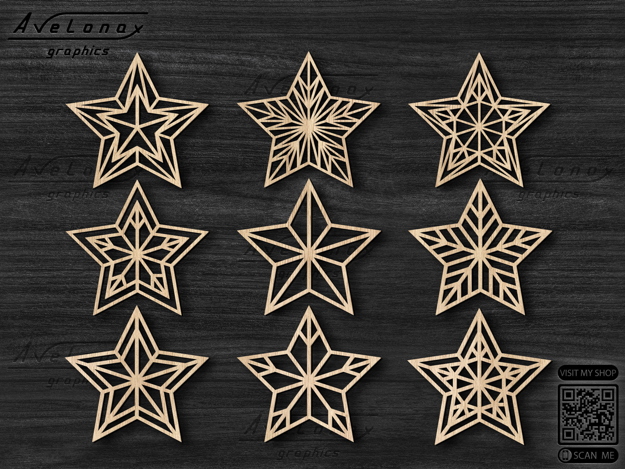 Christmas STARS Laser Cut Svg Bundle, 9 Star Designs Svg, Christmas ...