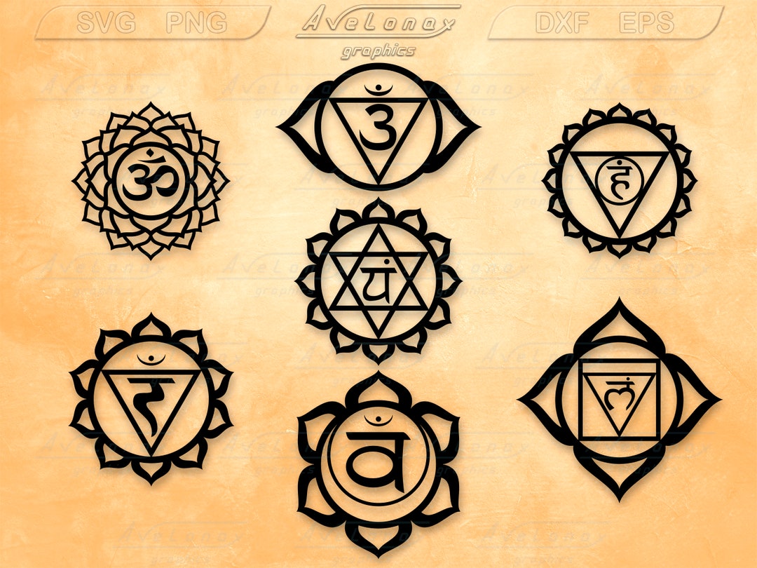 Chakra SVG, Chakra Png, Yoga Clipart, PRINTABLE Chakra symbols Set ...