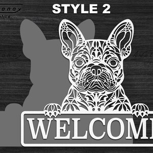Frenchie Svg, French Bulldog Welcome Sign Svg, Welcome Door Hanger Cut ...