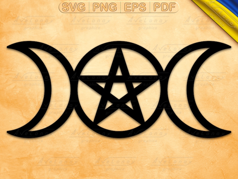 Triple Moon Pentagram Svg Triple Moon Goddess Cut File - Etsy