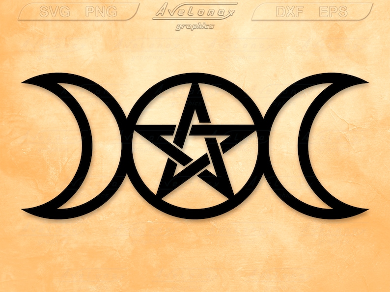Triple Moon and Pentagram Svg Triple Moon Goddess Cut File - Etsy