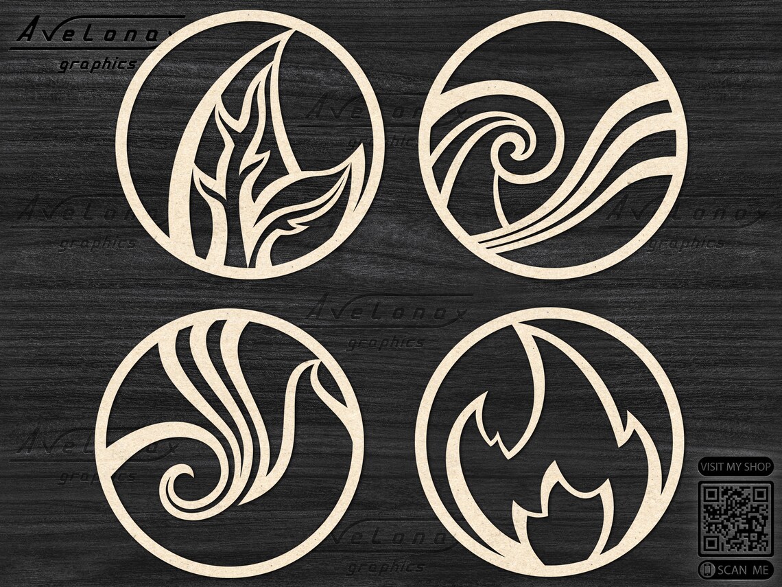Four Elements Svg Laser Cut File 4 Elements of Nature Svg - Etsy