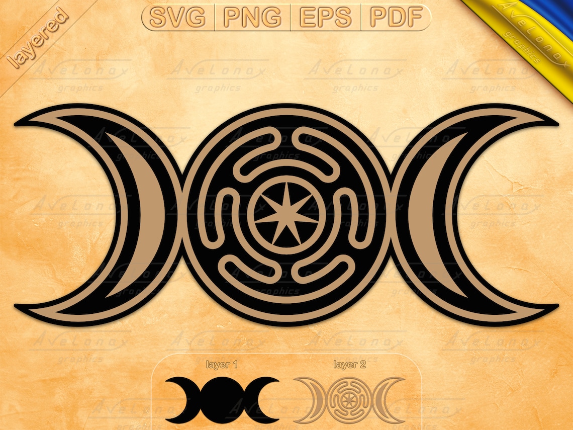 Hecate's Wheel Svg Triple Moon File for Cricut | Etsy