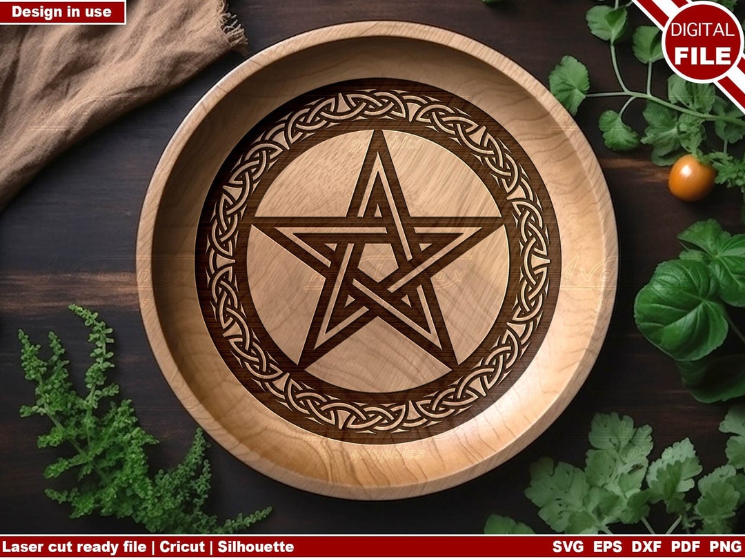 Pentagram Svg, Round Celtic Pattern With Pentacle Svg, Pentacle Laser ...