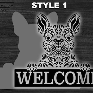 Frenchie Svg, French Bulldog Welcome Sign Svg, Welcome Door Hanger Cut ...