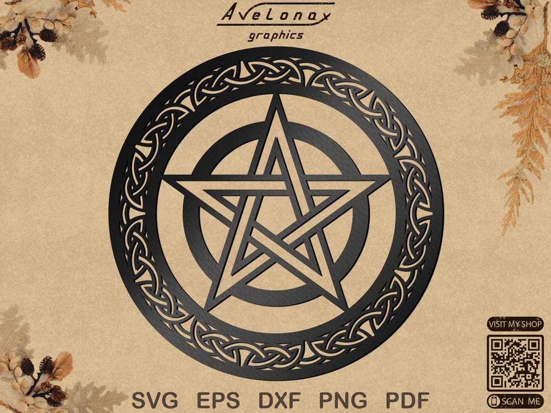 Pentagram Svg, Pentagram in Circle Laser Cut File, Celtic Pattern With ...