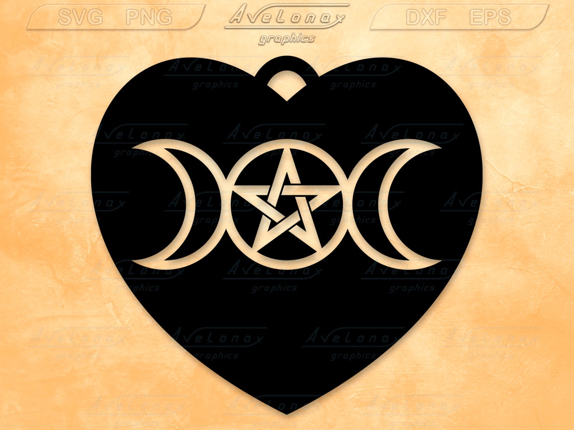 Triple Goddess Pentagram Svg, Triple Moon Earrings Cut File, Wiccan ...