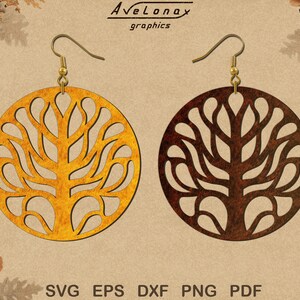 Abstract Tree Earrings Svg, Tree of Life Leather Earring Cut File ...