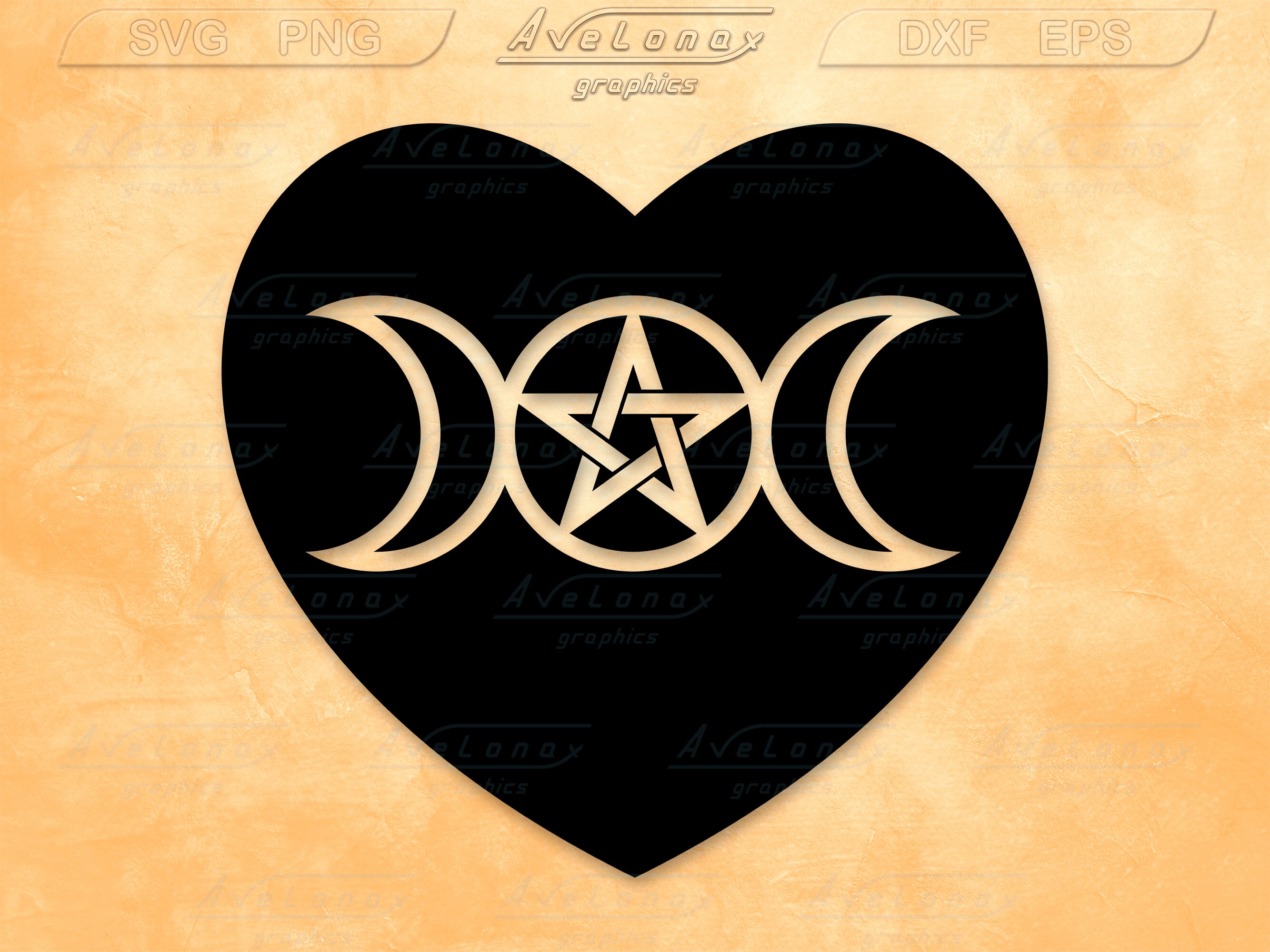 Triple Moon Goddess in Heart Svg, Moon Clipart, Wiccan Symbols Svg ...