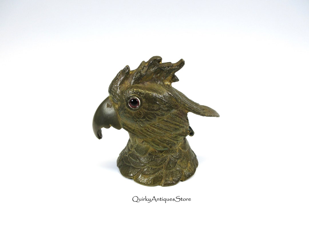 Antique Figural Austrian Bronze Parrot or Cockatoo Bird Inkwell With ...