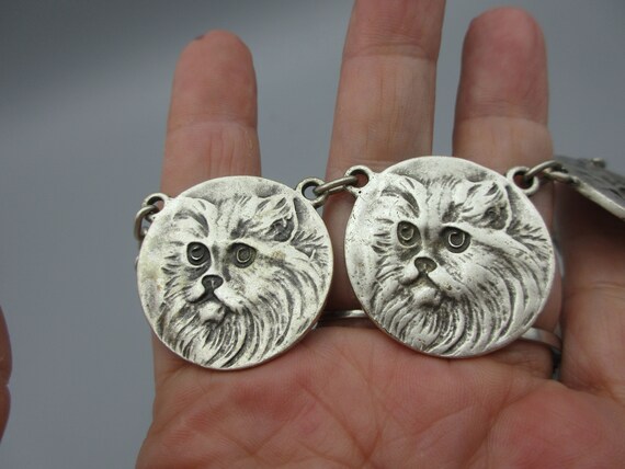 Vintage Asian silver or silvered Cat head medallion c… - Gem