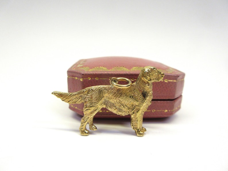Vintage Solid 9k Gold English Labrador Retriever Dog Pendant Brooch 5.2 ...