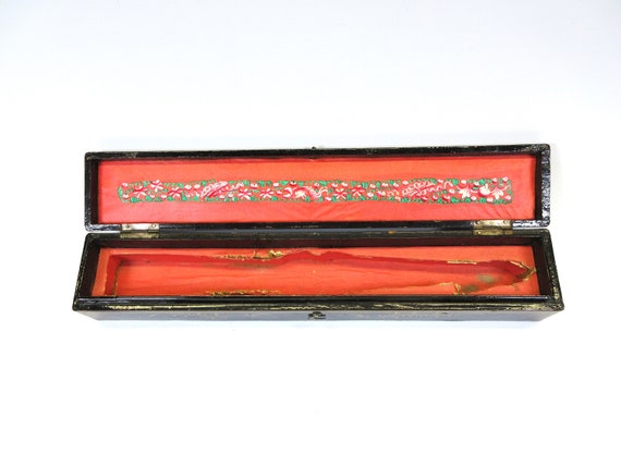 Antique Chinese lacquer 1000 faces fan box-box only - Gem