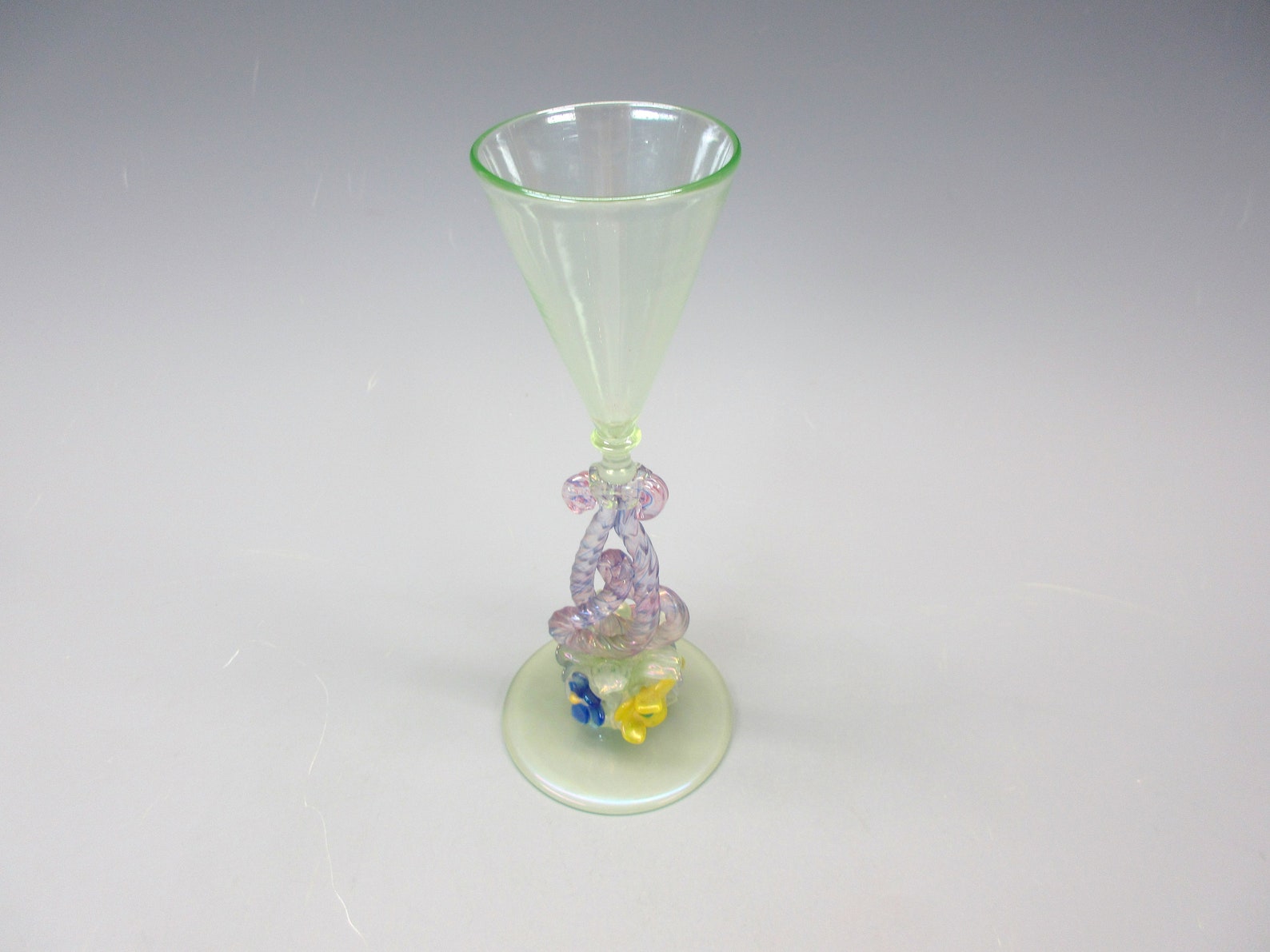 Vintage Venetian Murano Uranium Glass Port Wine or Sherry Stem With ...