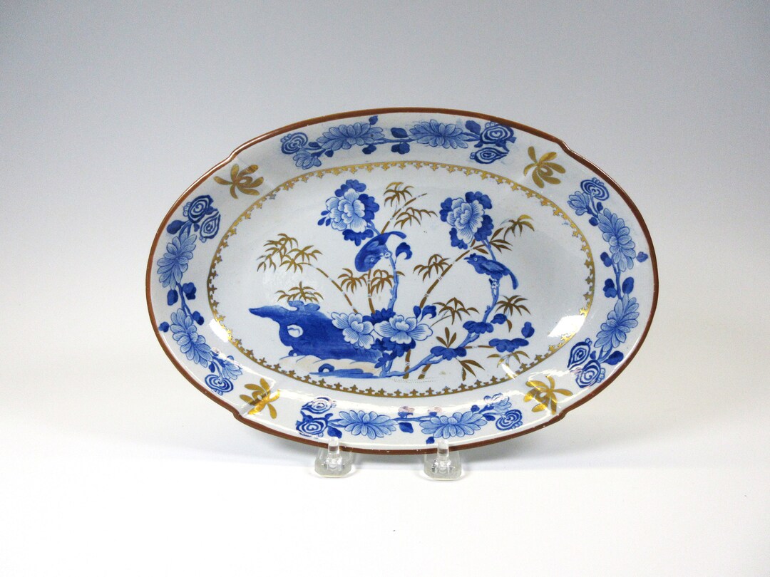 Antique Spode Pottery Blue & White BUDE Pattern No. 2219 Shaped Table ...