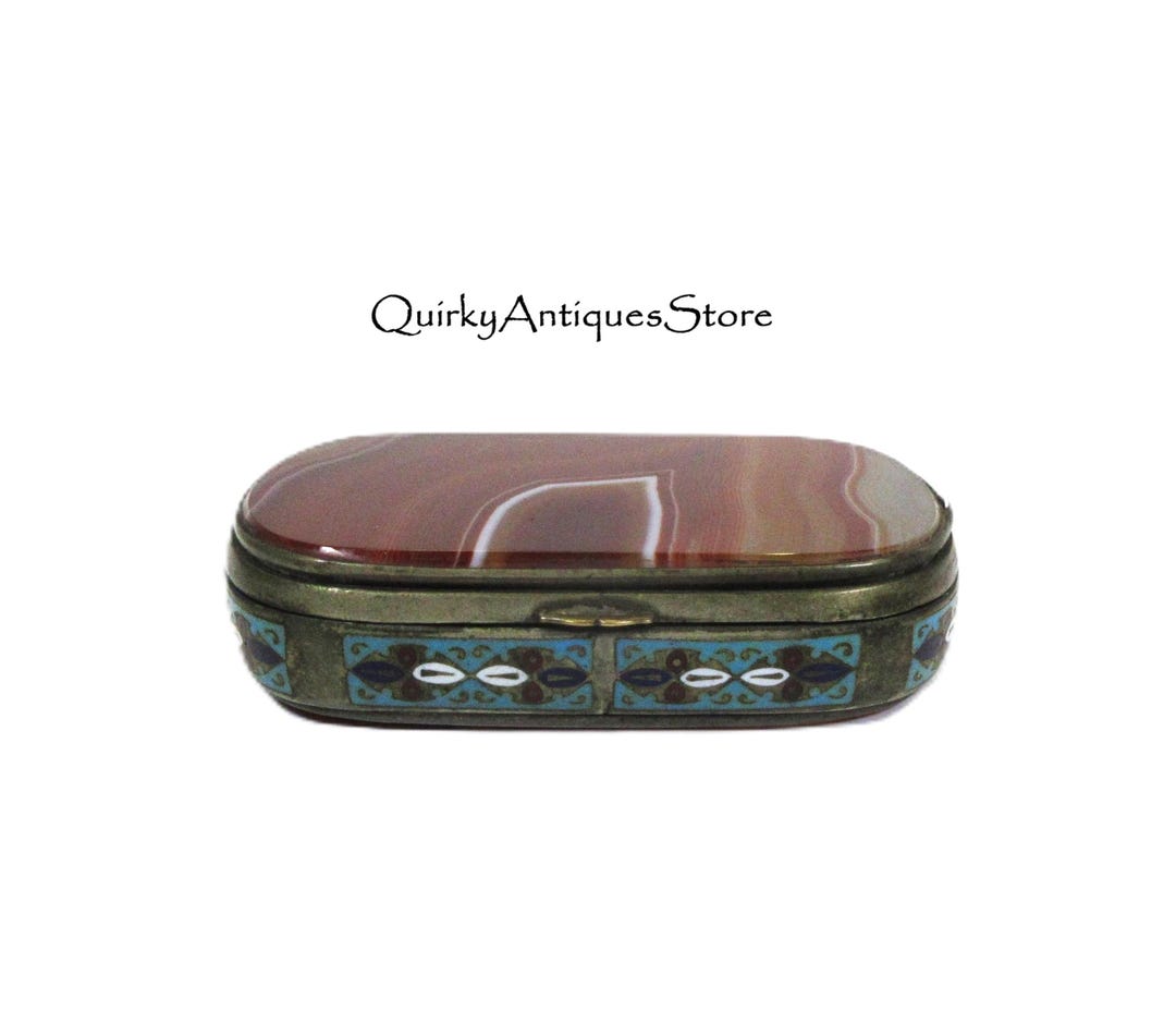 Antique Early Larger Agate Snuff Box With Champleve Enamel Frame - Etsy