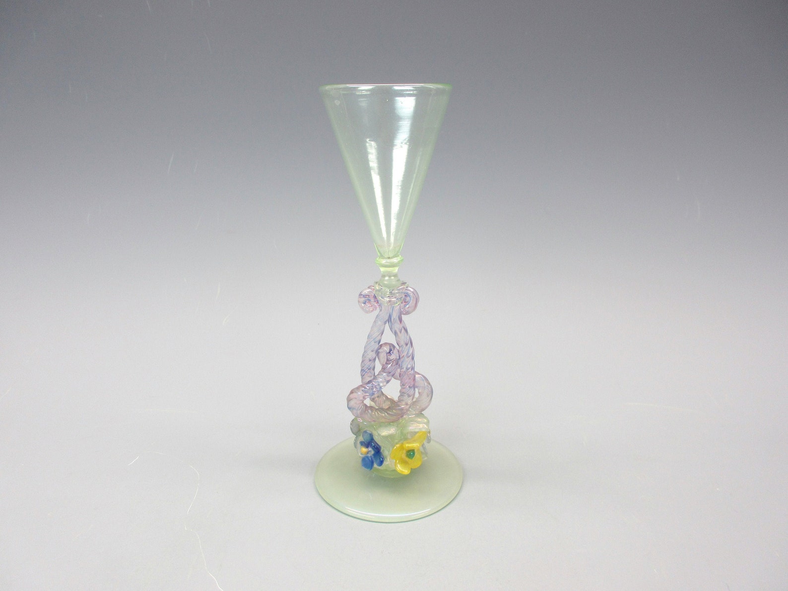 Vintage Venetian Murano Uranium Glass Port Wine or Sherry Stem With ...