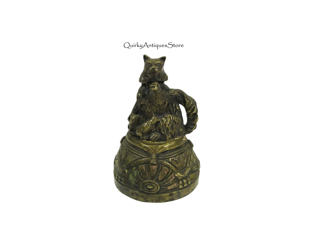 Rare Antique Bronze NODDING Nodder Cat With Kittens Table Bell - Etsy