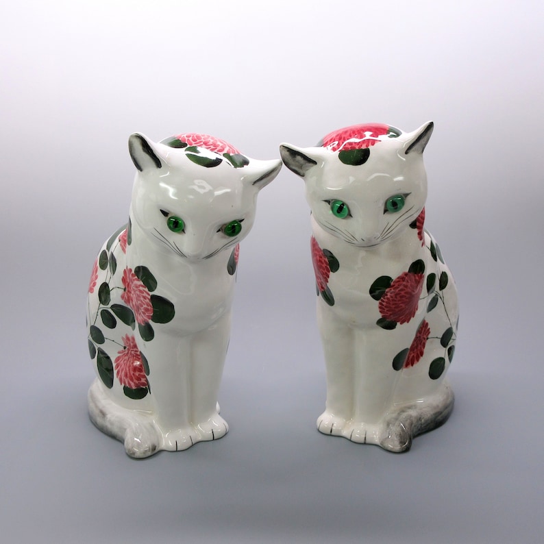 Big Pair Vintage Plichta London Wemyss Ware Pottery Cats Facing Pair - Etsy