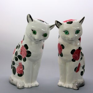 Big Pair Vintage Plichta London Wemyss Ware Pottery Cats Facing Pair - Etsy