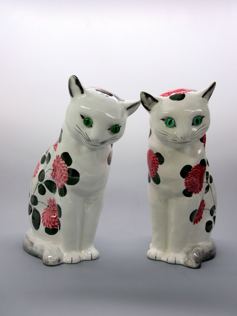 Big Pair Vintage Plichta London Wemyss Ware Pottery Cats Facing Pair - Etsy