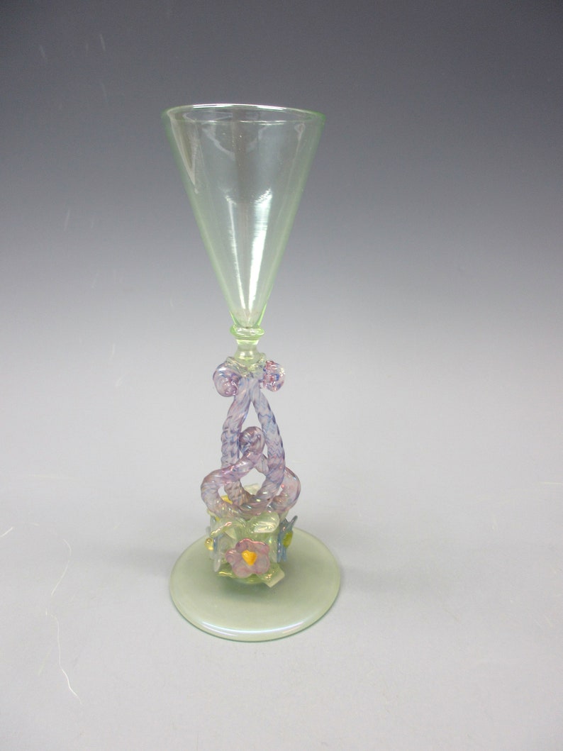 Vintage Venetian Murano Uranium Glass Port Wine or Sherry Stem With ...