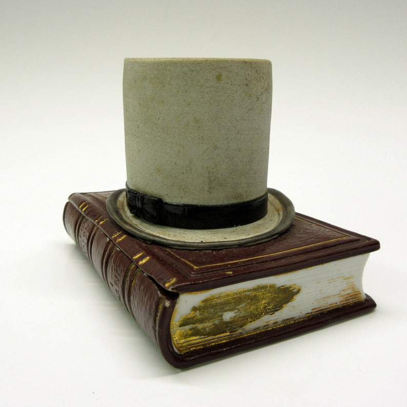 Victorian Bisque Figural Inkwell Top Hat on a Book Which is - Etsy
